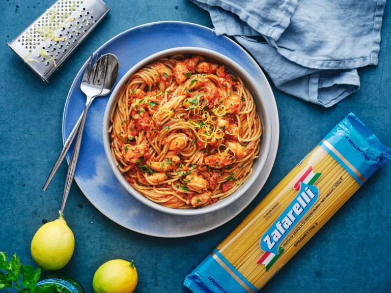 Spaghettini with Nduja Prawns – Zafarelli Pasta