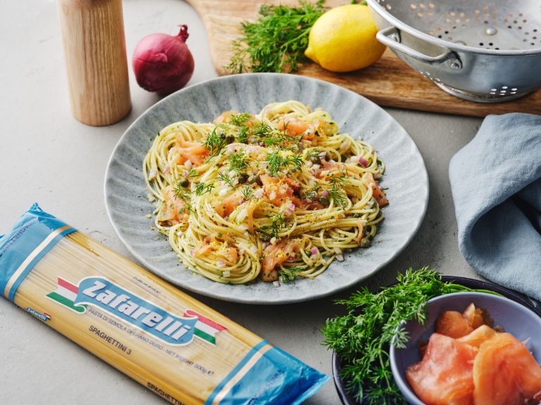Spaghettini with Smoked Salmon, Capers, Dill & Breadcrumbs – Zafarelli ...