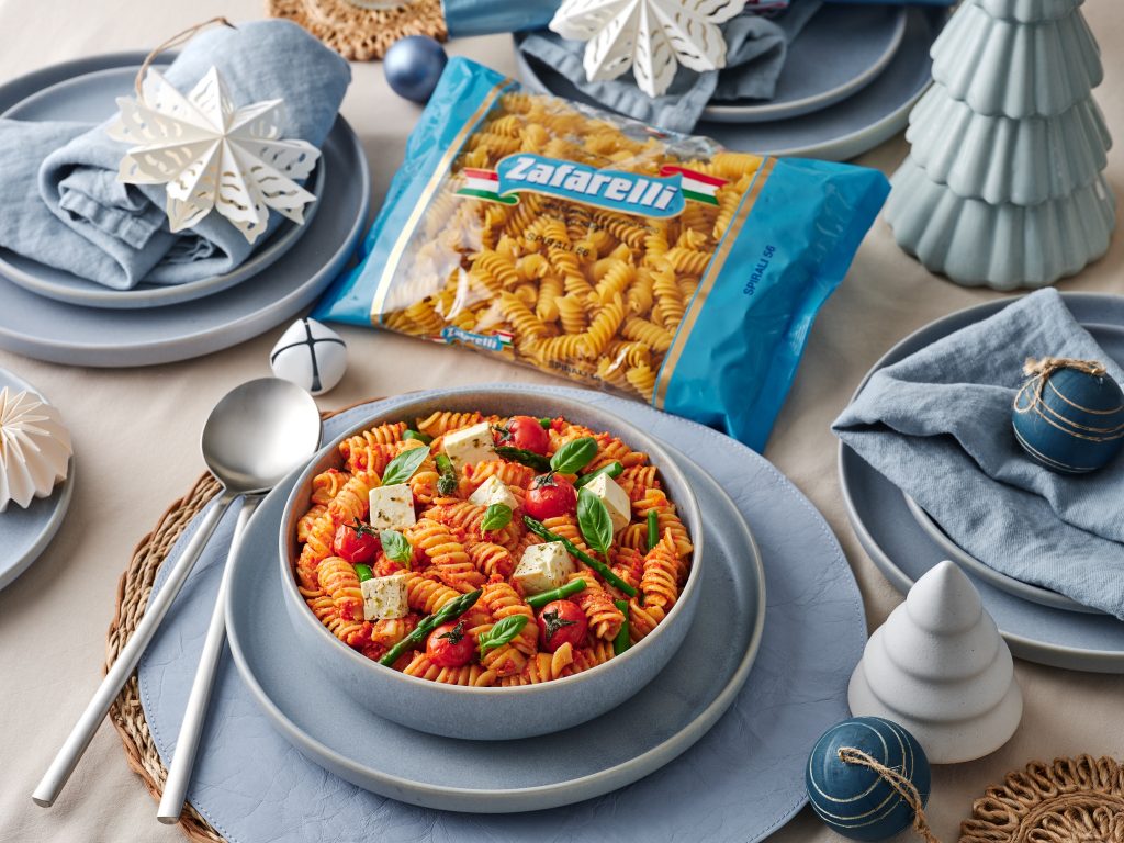 Spirali, Sun-Dried Tomato Pesto, Asparagus & Feta Salad – Zafarelli Pasta